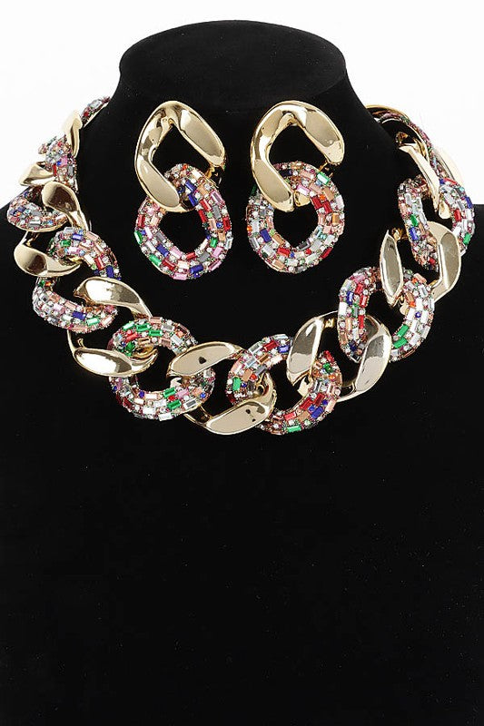 CCB Chain Rhinestone Necklace Set-MULTI – flyfatchick
