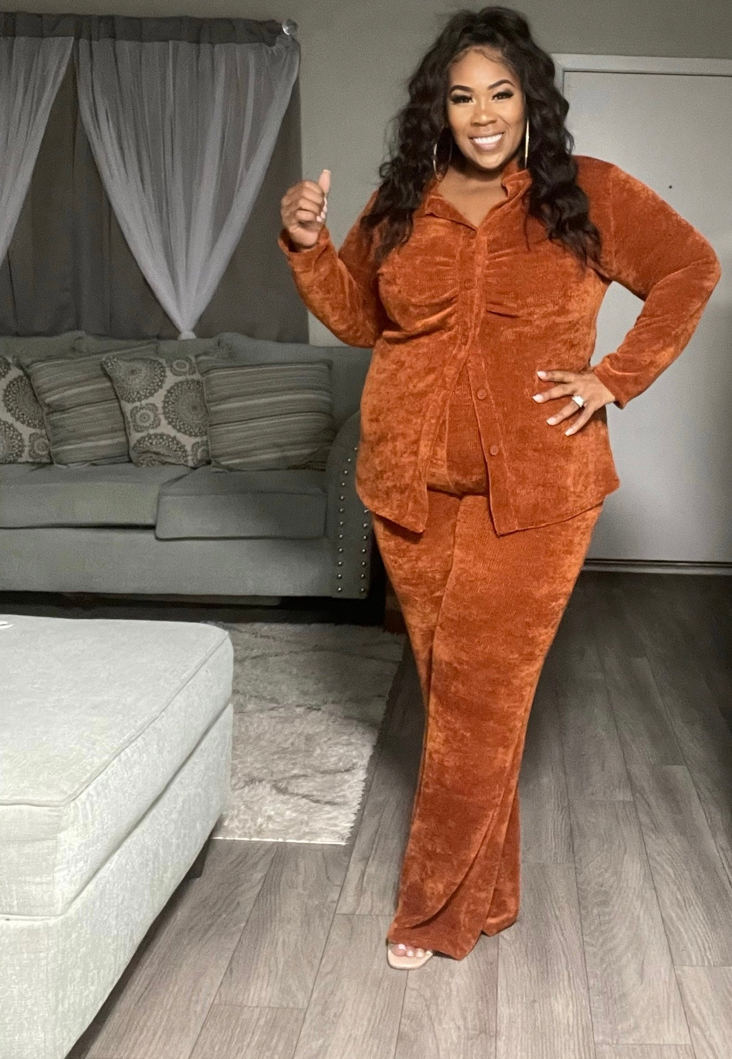 VELVET RIBBED 2-PIECE SET-RUST – flyfatchick