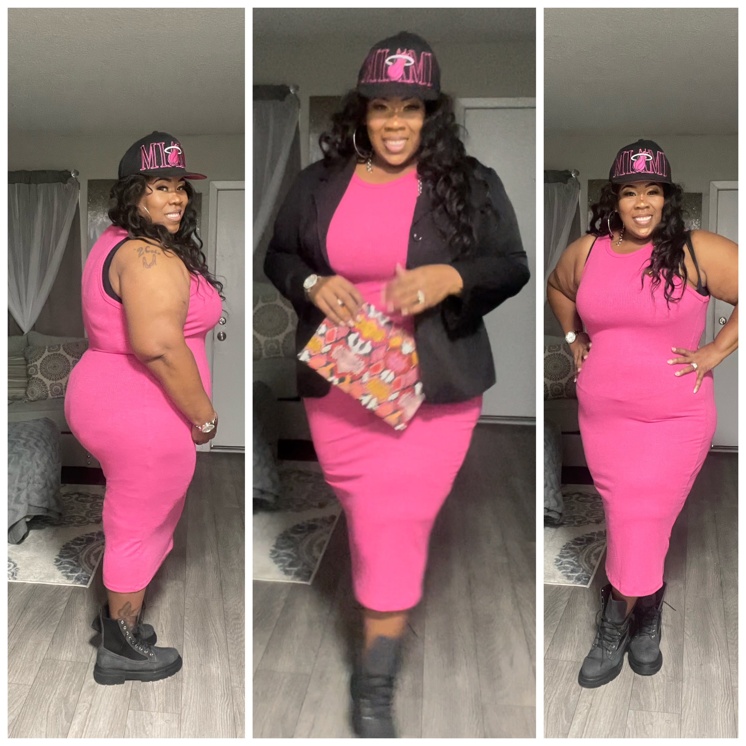 PLUS SIZE SLEEVELESS RIBBED BODYCON DRESS-HOT PINK – flyfatchick